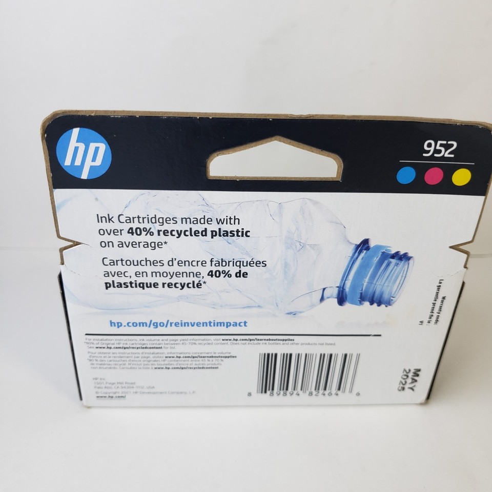 HP 952 Tri-Color (Cyan Magenta Yellow) Ink Cartridges Exp: 05/2025 New ...