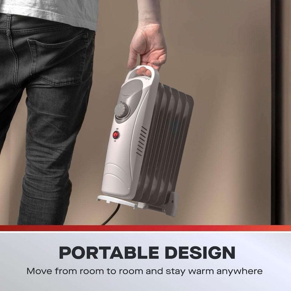 NEW DAEWOO 800W 5-Fin Mini Oil Filled Electric Portable Radiator In ...