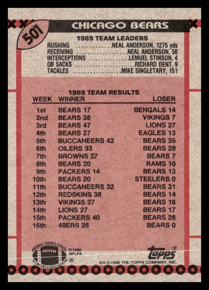1990 Topps Jim Harbaugh #501 Chicago Bears Football Card | eBay