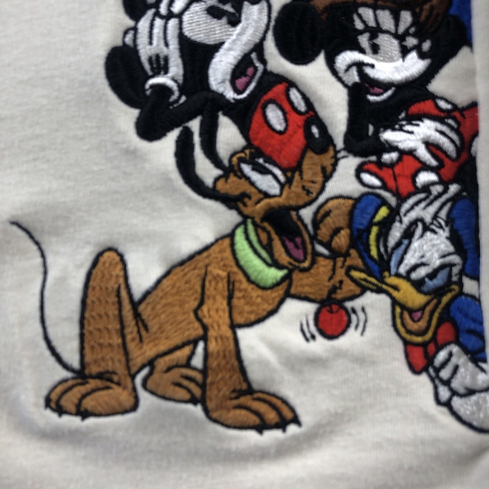 Disney Henley Embroidered Goofy Mickey Pluto Medium Off White Donald ...