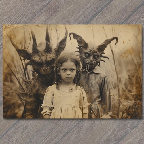 8.5x11" Girl Monster Weird Creepy Imaginary Friend Nightmare Scary ...