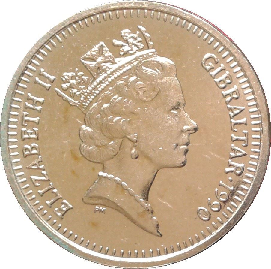 Gibraltar 1 Pound Coin | Elizabeth II | Fortress | Gibraltar | 1988 ...