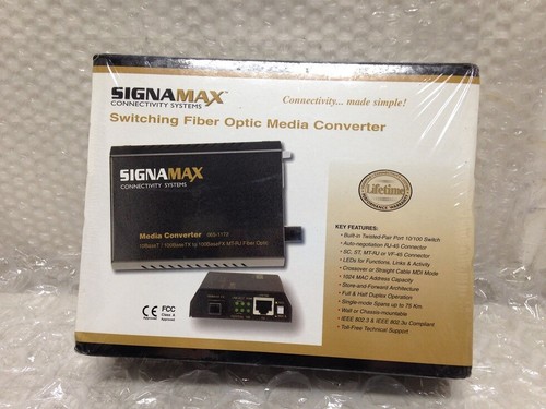 Signamax Gigabit Ethernet Fiber Optic Media Converter 065-1172 (New ...