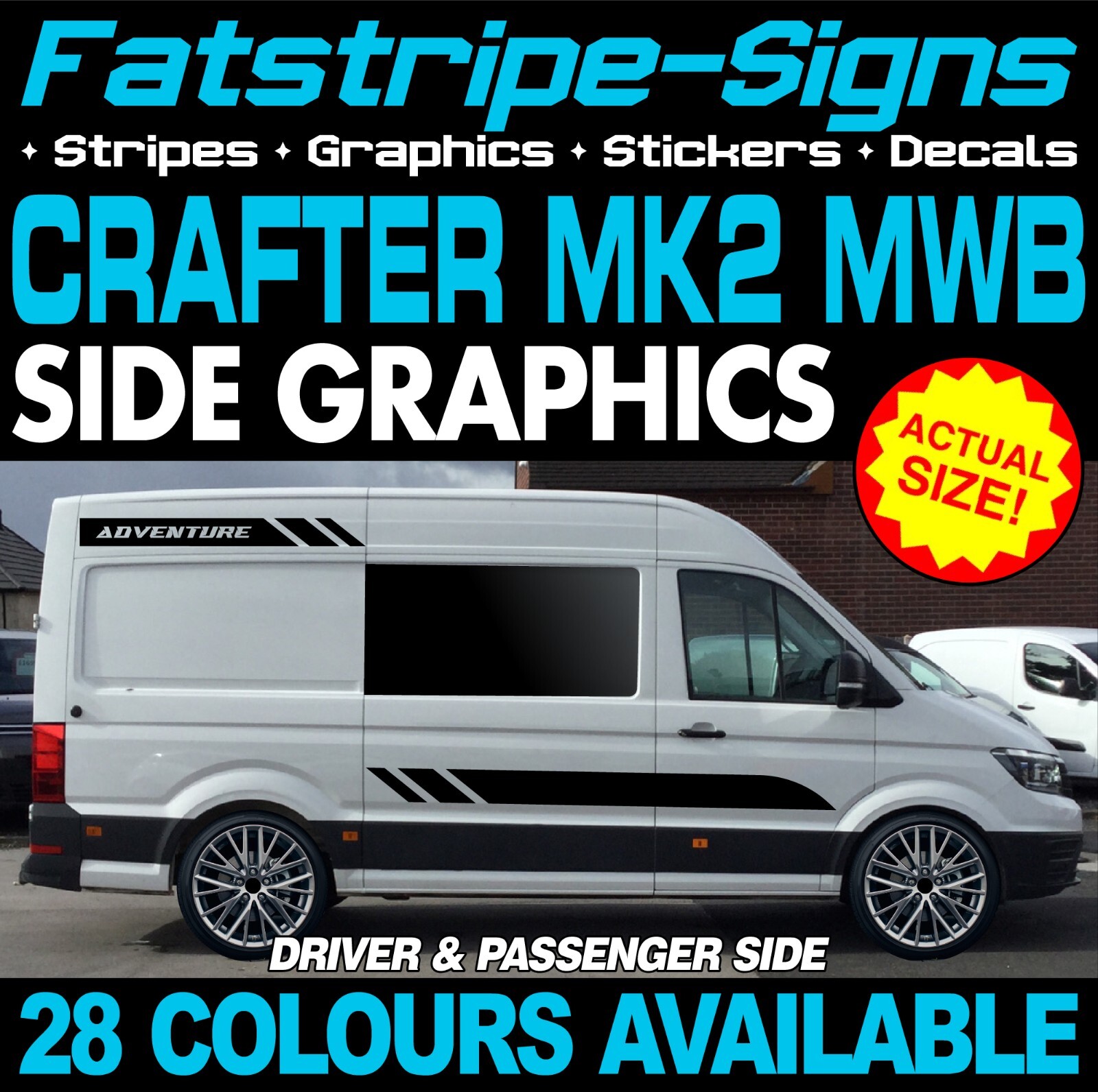 to fit VW CRAFTER MK2 MWB GRAPHICS STICKERS DECALS STRIPES CAMPER VAN ...