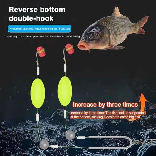 10x Double-Hook Reverse Bottom Rig Upgraded Version Boosts Hook Fishing ...