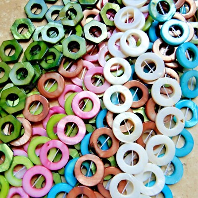 Mother-of-Pearl shell (dyed), assorted colors, 20mm round donut beads ...