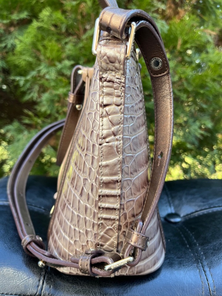 BRAHMIN MINI ASHER SKY CARLISLE Genuine Leather satchel shoulder bag ...