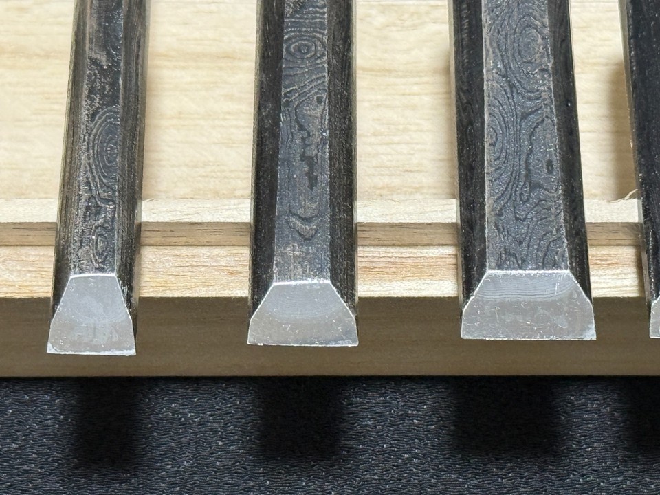 Hanyu Japanese Damascus Bench Chisels Oire Nomi Blue Steel Mixed Ura ...