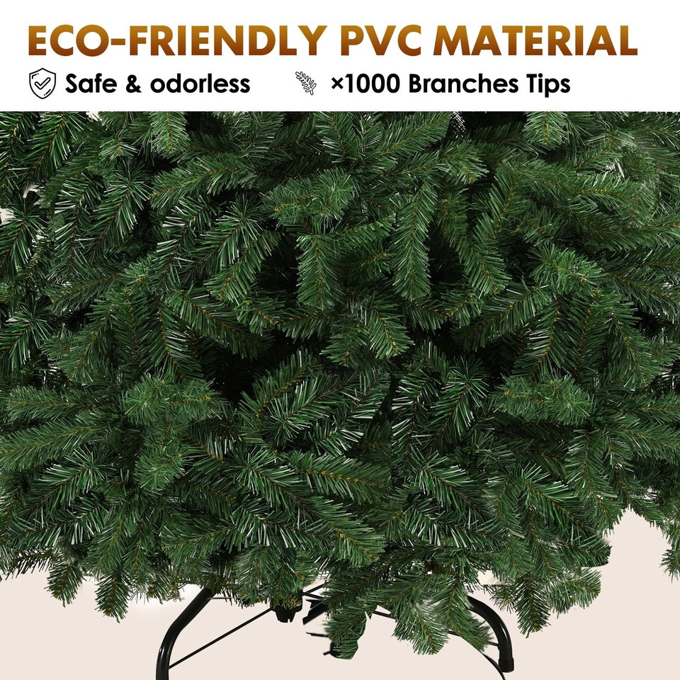 6ft Artificial Christmas Tree 1000 Tips Easy Assembly Xmas Tree with ...