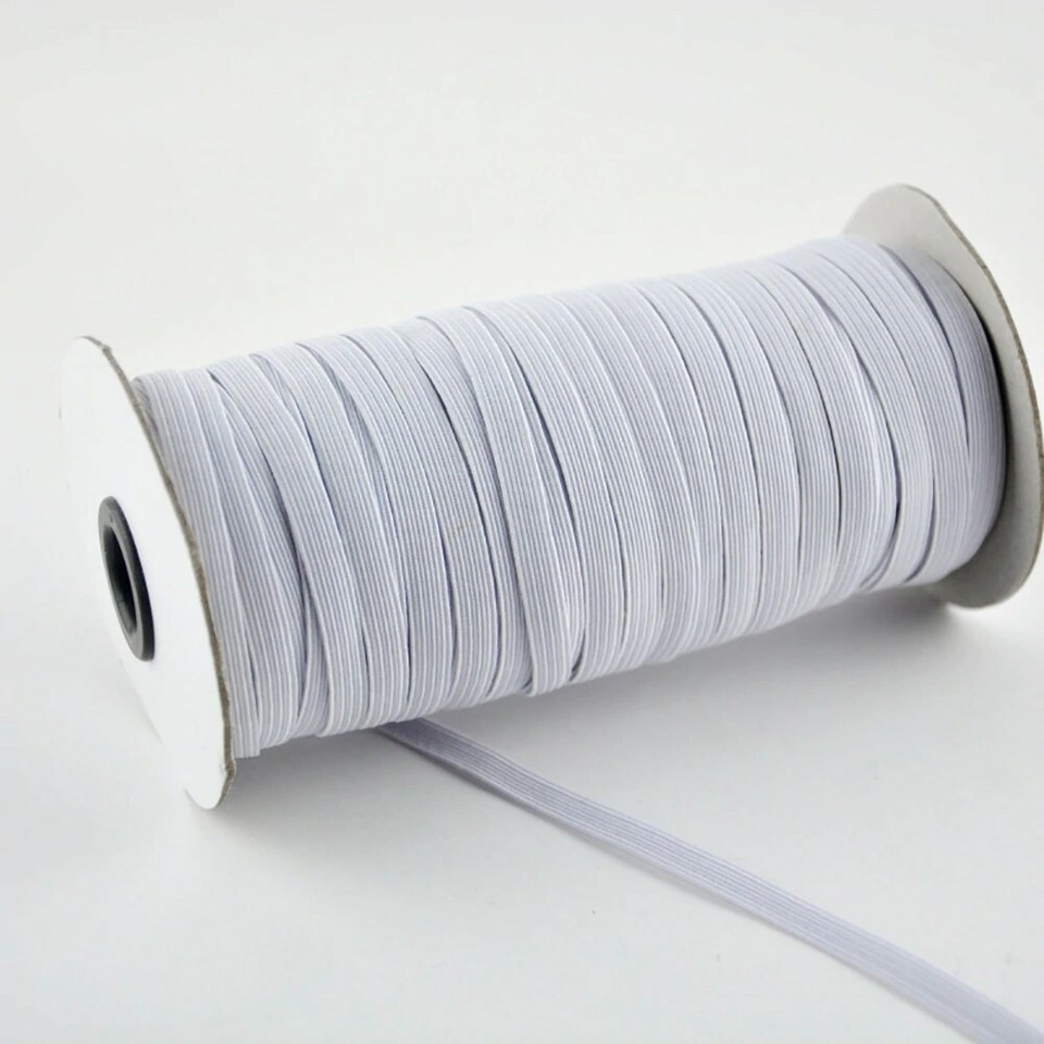 Flat Braided Elastic Band Roll 1/8" (3mm) width White/ Black 120 Yards ...