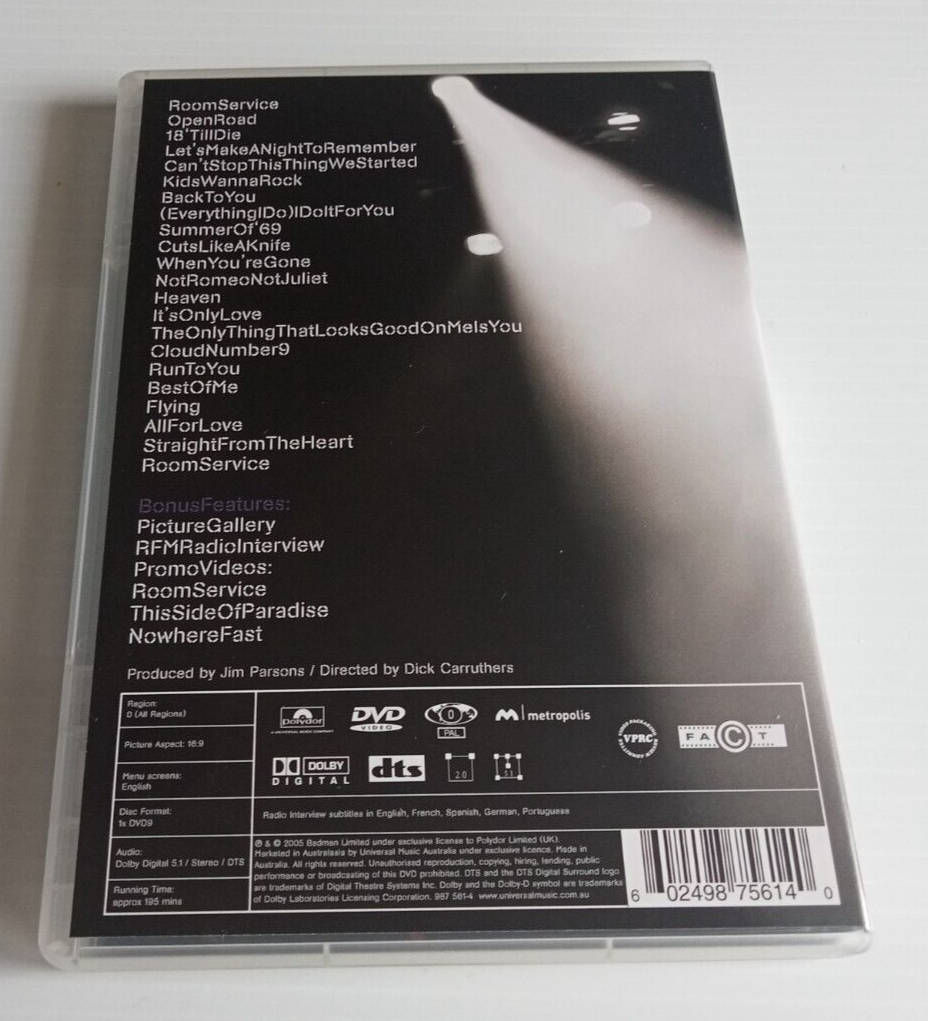 Bryan Adams Live In Lisbon - All Region DVD | eBay