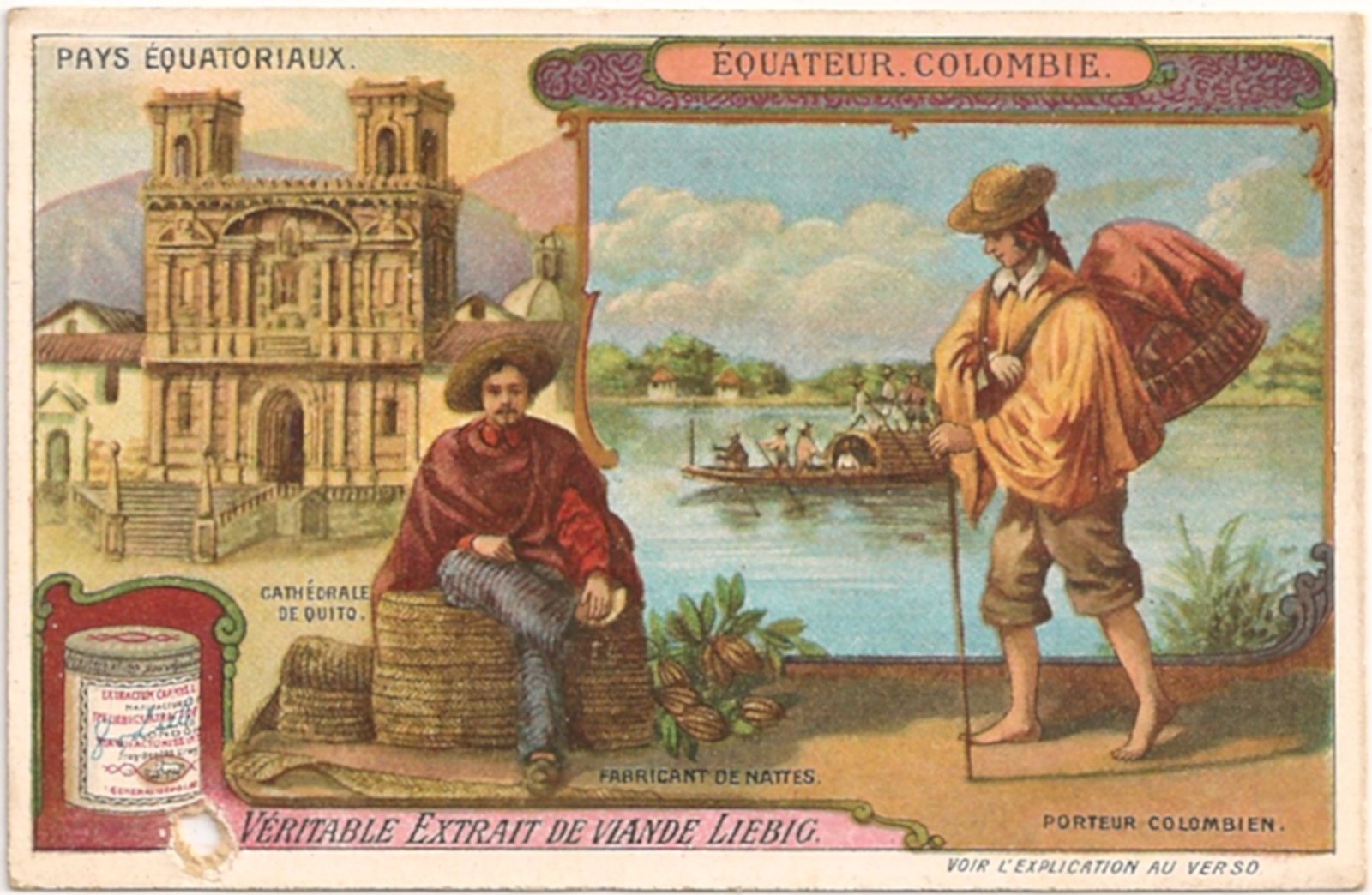 "Equateur Colombie" Liebig Beef Bouillon Advertising Trade Card Late ...