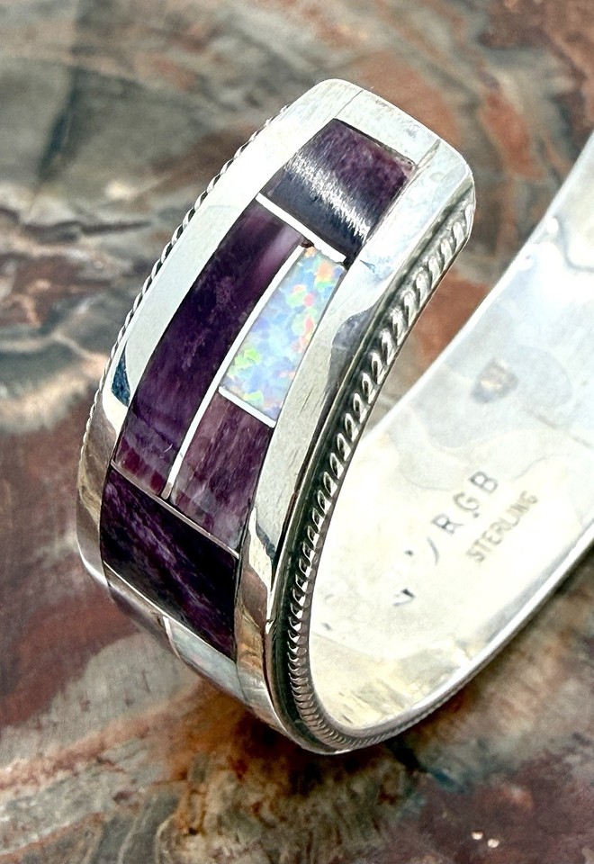 Zuni Rickell & Glendora Booqa Purple Spiny Oyster MOP Inlay Bracelet | eBay