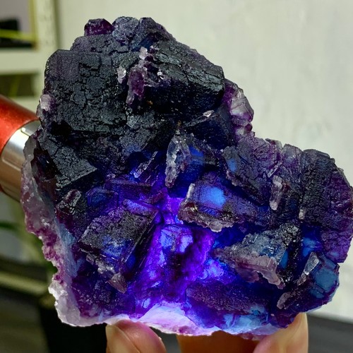 305G Rare Purple Blue Cubic Fluorite Mineral Crystal Sample/Zhejiang ...