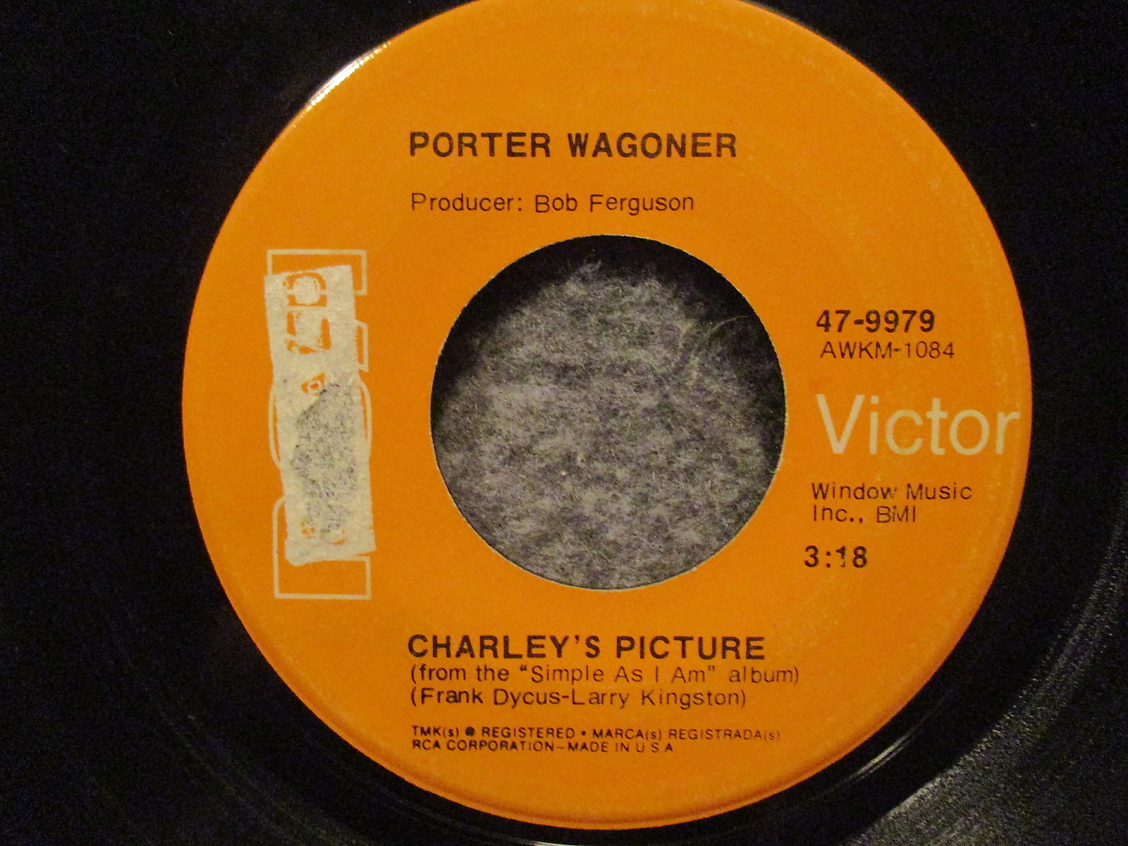 45 RPM 7" Record Porter Wagoner Simple As I Am & Charleys Picture RCA ...