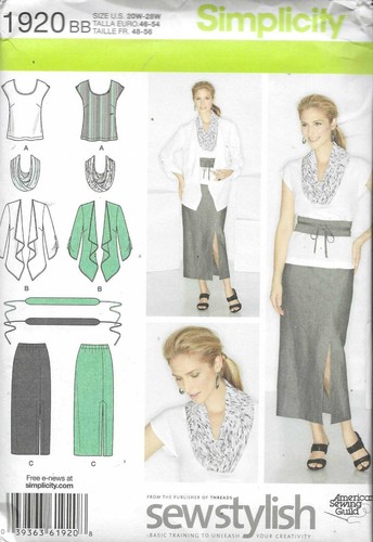 Women's Shirt Long Skirt Top Open Front Jacket Belt Sewing Pattern ...