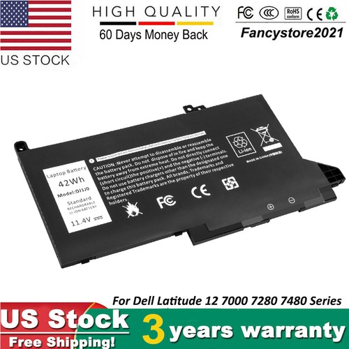 DJ1J0 Laptop Battery For DELL Latitude 12 7000 7280 7480 PGFX4 9W9MX ...