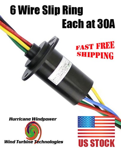 WIND GENERATOR SLIP RING 6 WIRE 180 AMP - 30 AMP PER CONDUCTOR / WIRE ...