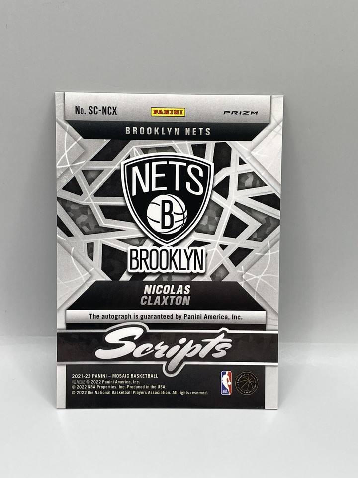 2022 Panini Mosaic Scripts Autograph Auto Nicolas Claxton Brooklyn Nets ...