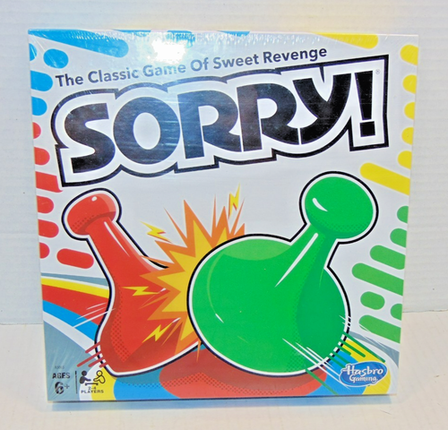 SORRY! Board Game, Kids Ages 6+, Classic Hasbro Board Game SEALED ...