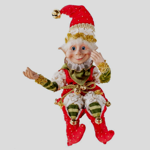 CHRISTMAS ELF JONTE SMALL RED GREEN AND GOLD XMAS DECOR PLUSH SERIES 30 ...