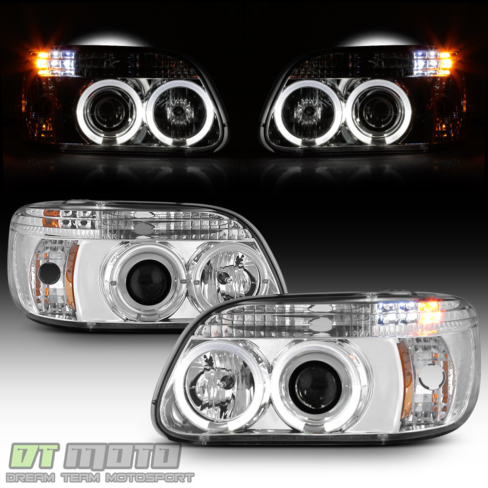1995-2001 Ford Explorer LED Halo Projector Headlights w/Built-In Signal ...