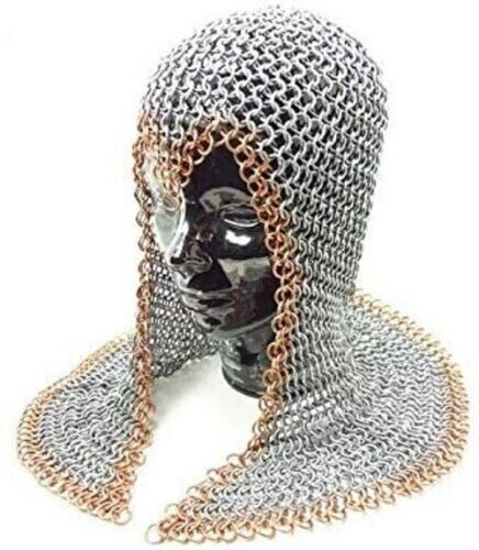 Butted Chainmail Open Neck Coif,Hood for Hauberk 10mm Aluminium ...