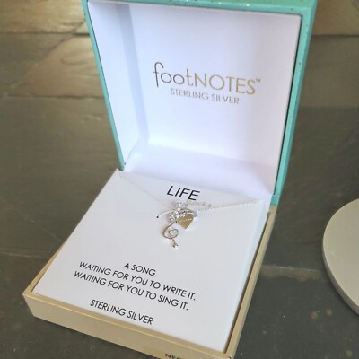 Footnotes Sterling Silver "Life Rocks" Necklace Musical Notes Pendant ...