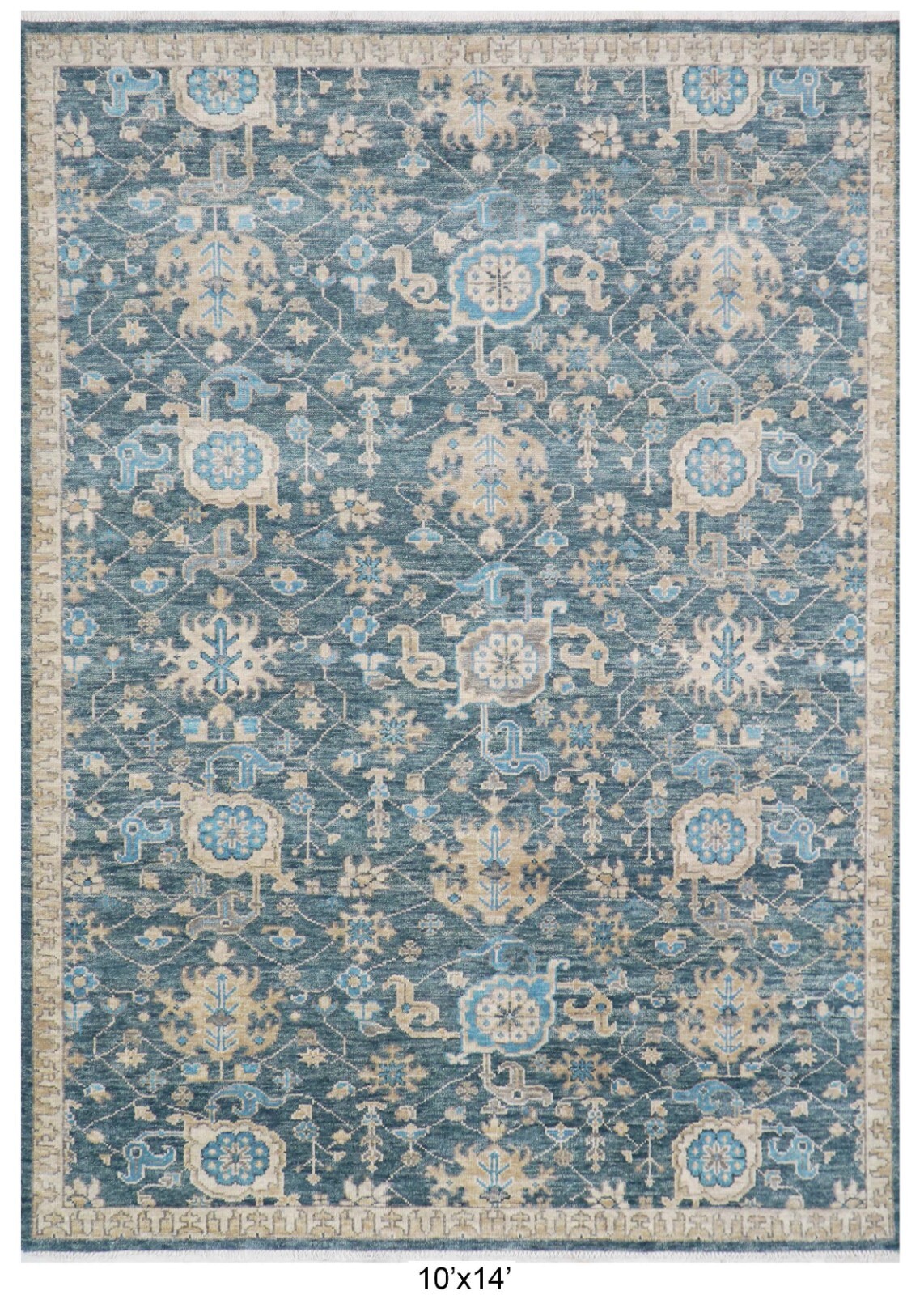 LoomBloom Muted Turkish Oushak Hand Knotted 100% Wool Area Rug Blue ...
