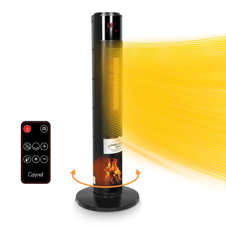 Space Heater w/ 3D Oscillating 1500W Electric Ceramic Tower Heater with Remote | eBay