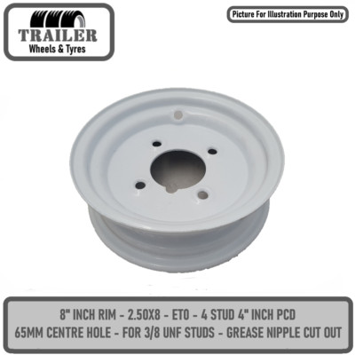 Trailer Wheel Rim 2.50 x 8 inch 4 x 4 inch PCD White x 1 | eBay UK