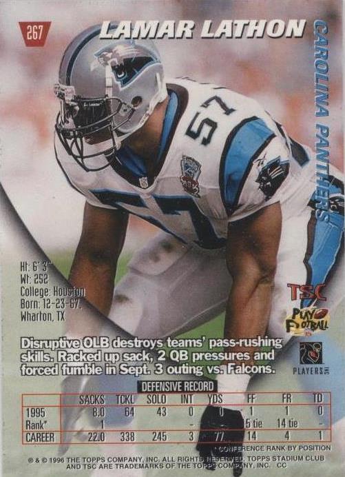 1996 Topps Stadium Club Lamar Lathon #267 for sale | eBay
