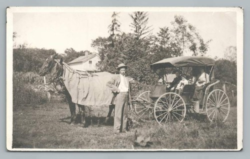Two-Horse Carriage Family RPPC Antique Washington IA Frey Studio Iowa ...