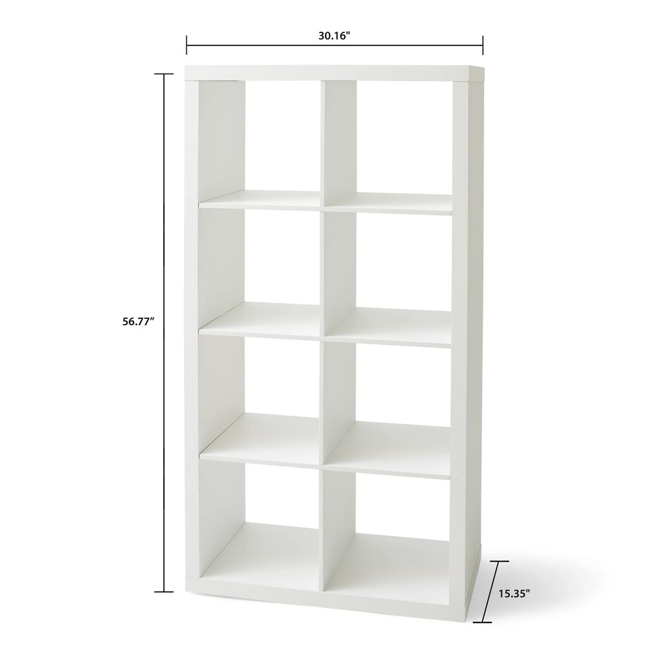 Solid White 8 Cube Wooden Bookcase Storage Organizer Office Shelving ...