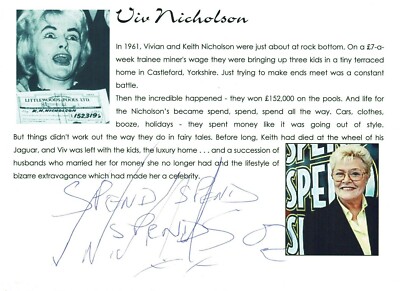 Viv Nicholson signed cut autograph! AMCo! 14373 | eBay