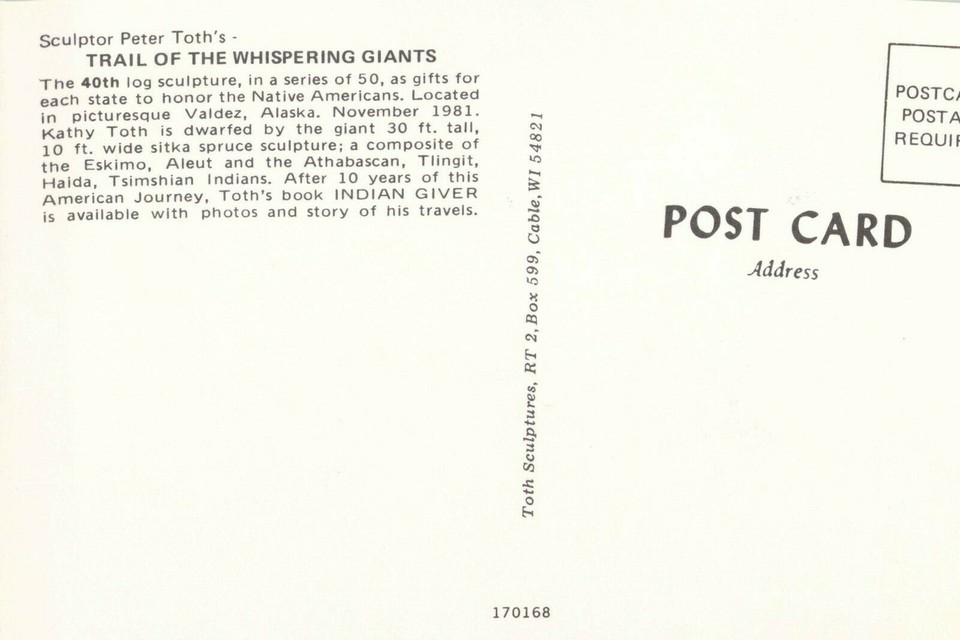 Peter Toth Carving Native American Indian Sculpture Valdez AK #40 ...