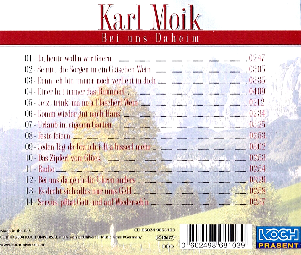 KARL MOIK Bei Uns Daheim NEW CD Volkstümliche Musik AUSTRIA GERMANY 14 ...