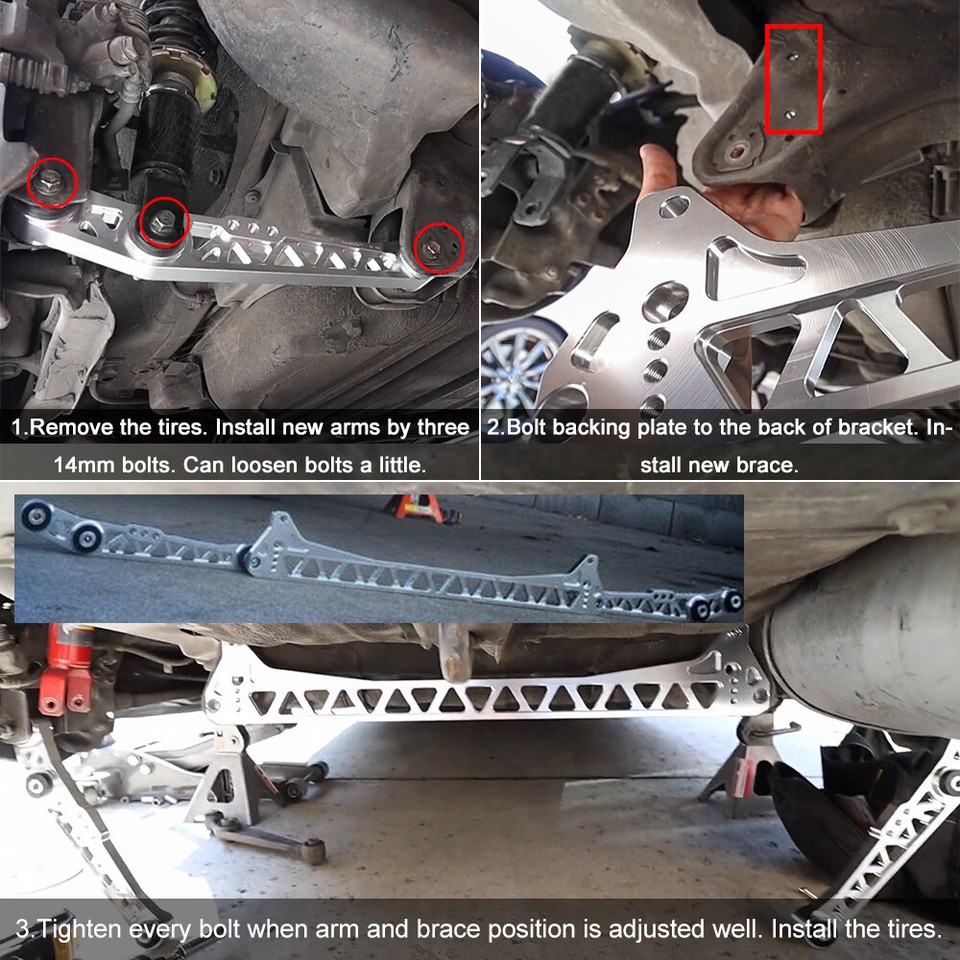 Lower Control Arm+Subframe Brace Aluminum For92-95Honda Civic 94 ...