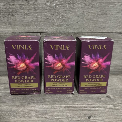 Lot Of 3 (30x3) Red Grape Powder Rapid Absorption Piceid Resveratrol ...