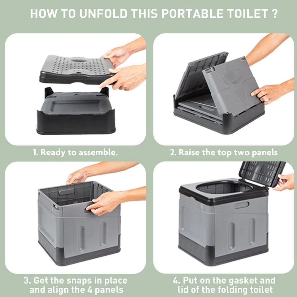 Portable Camping Toilet 20L Foldable Potty for Car Travel, Hiking ...