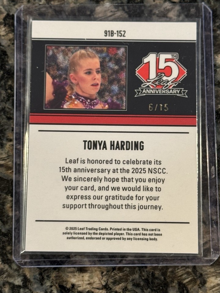 Tonya Harding 2025 Leaf National 15th Anniversary Silver Lava #'d 6/15 ...