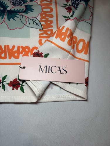 NEW Micas Floral Print Wrap Knot Mini Skirt Size Small Floral Tan Multicolor | eBay