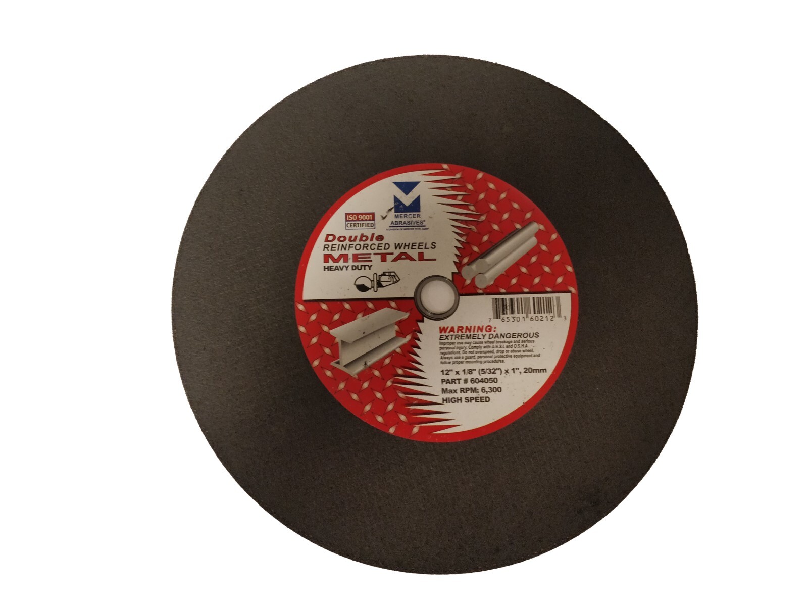 Mercer 12" x 1/8" (5/32") x 1" 20mm Double Reinforced Wheels Metal ...