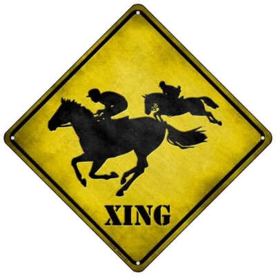 Horse Racing Xing Novelty Mini Metal Road Notice 8" Cross Xing Crossing ...
