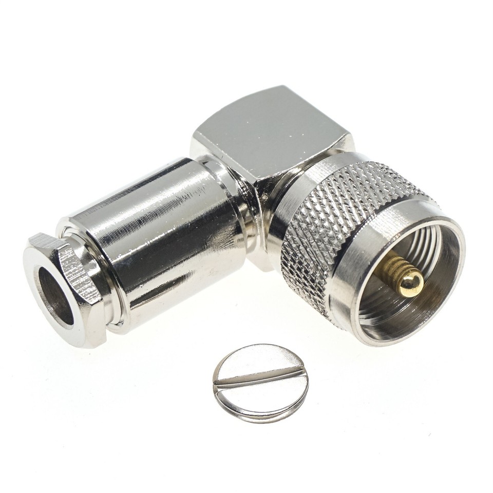 UHF Male PL259 Plug Right Angle Crimp For RG5 RG6 5D-FB LMR300 Cable ...
