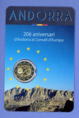 Andorra 2 Euro 2014 Gedenkmünze Andorra Europarat stgl./BU Original ...