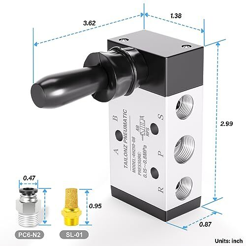 1/4"NPT 5 Way 2 Position Air Hand Lever Operated Valve Pneumatic ...
