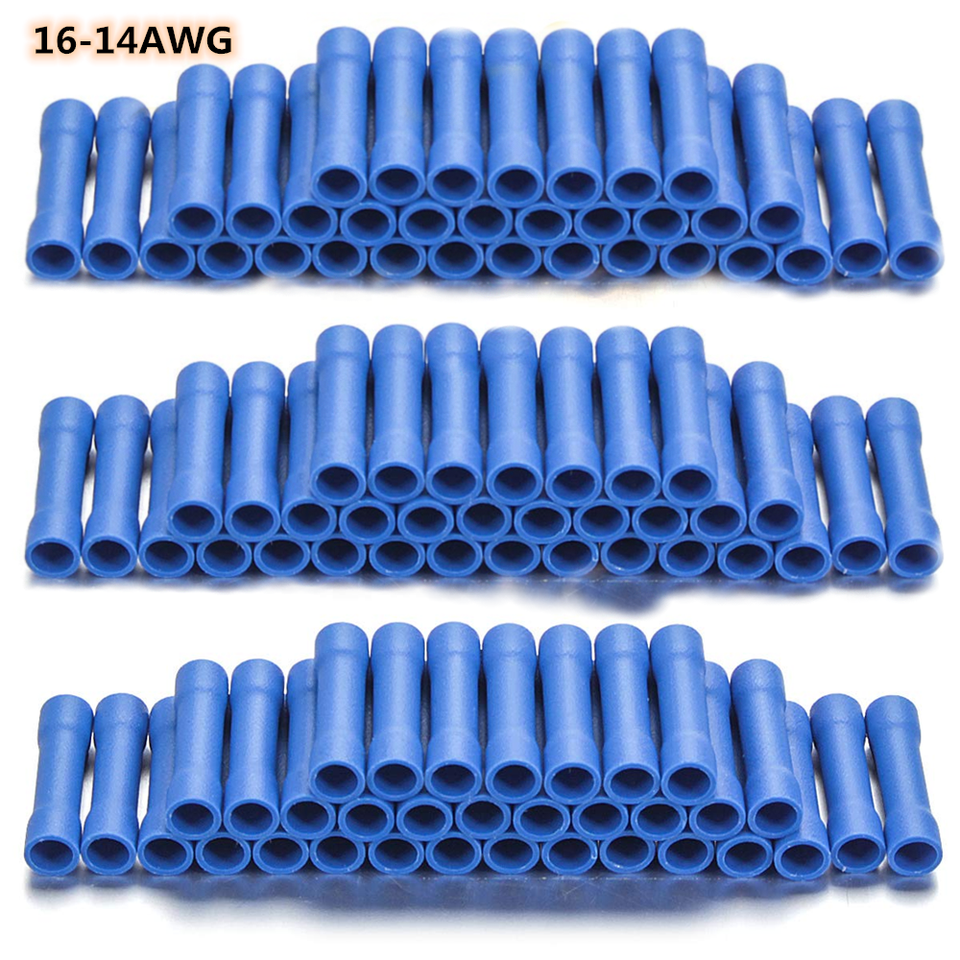 10-200PCS Insulated Straight Electrical Wire Butt Connectors Crimp ...