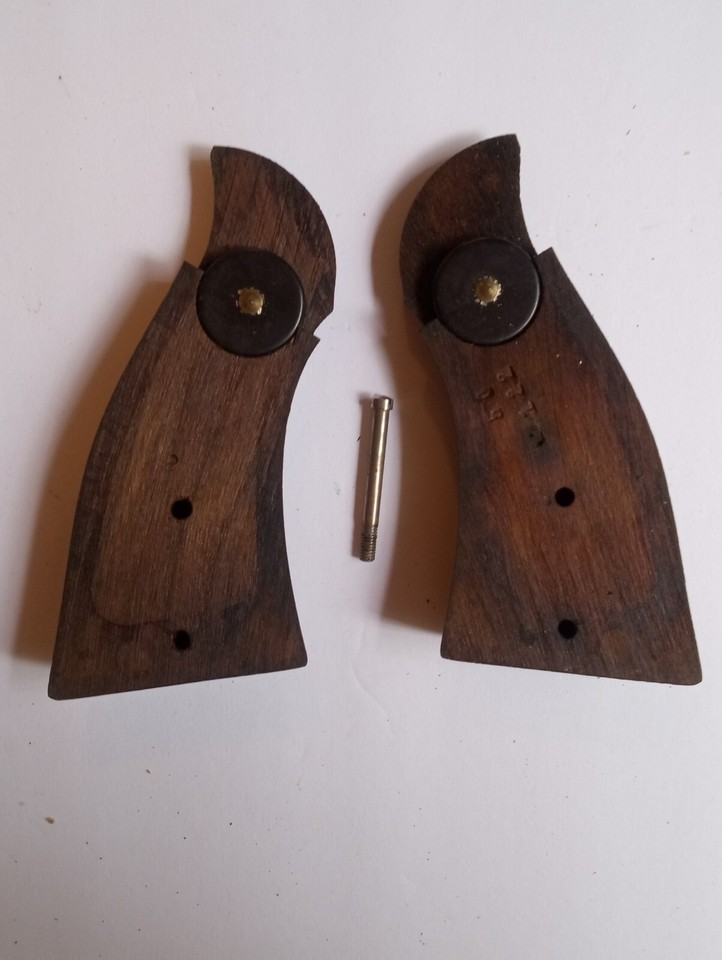 Vintage 50 122 Smith & Wesson Walnut Revolver Grips Fit Rite Box Pistol ...