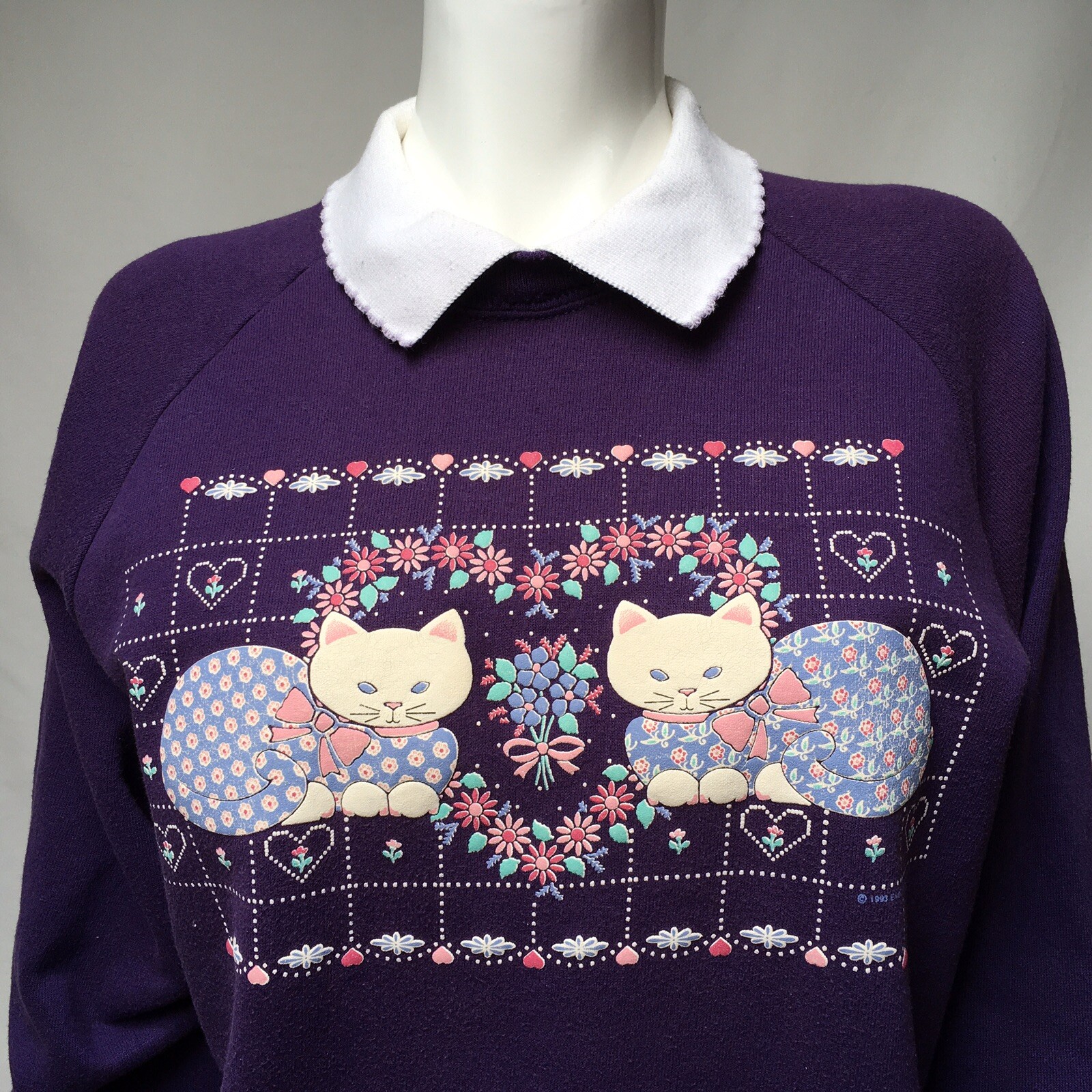 Vintage 90s Cat Mom Sweatshirt Purple Streetwear Kitten Jerzees ...